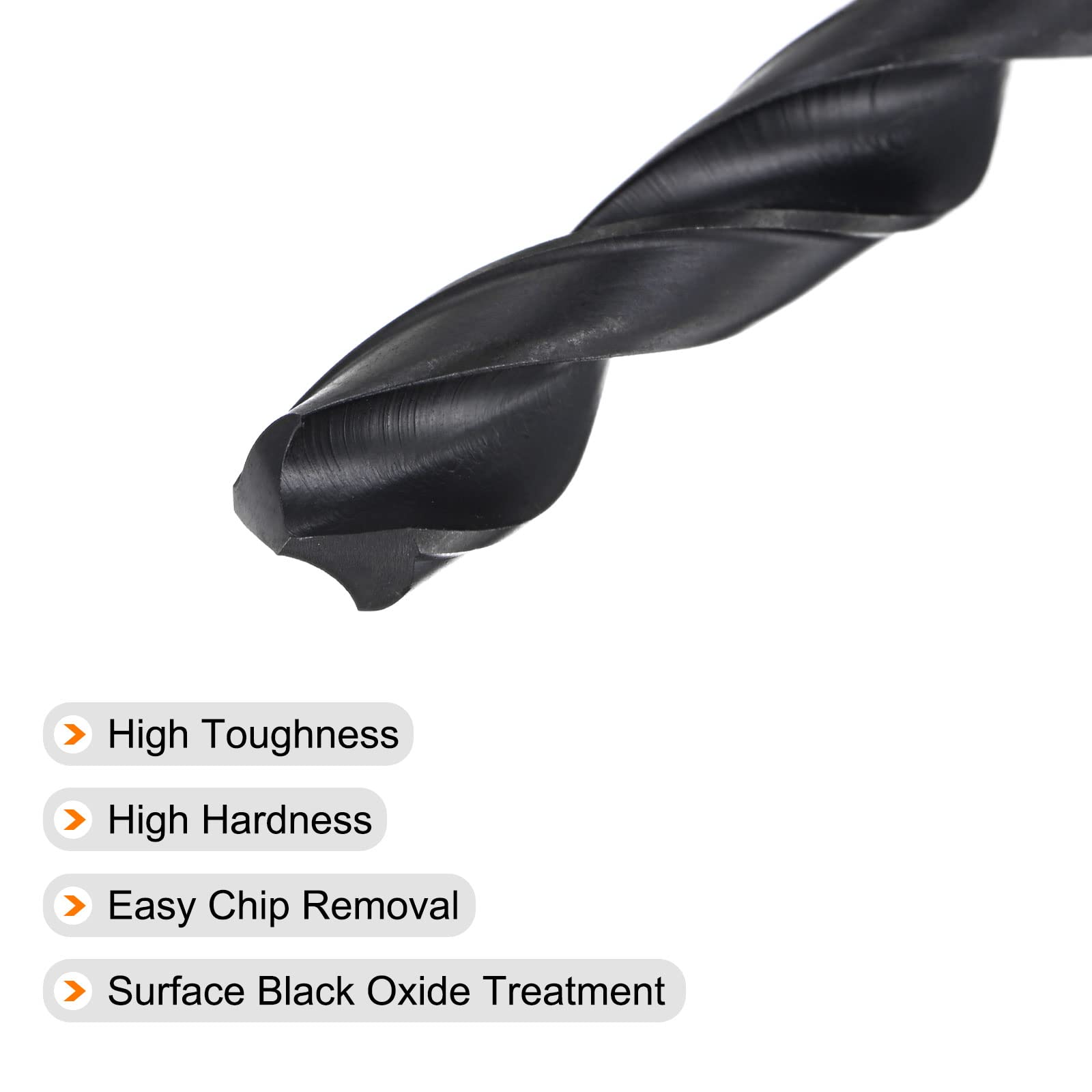 uxcell 6542 High Speed Steel Straight Shank Twist Jobber Drill Bit, Fully Ground Black Oxide Drill Bits 9.9mm Drill Diameter 132mm Total Length 2 Pcs