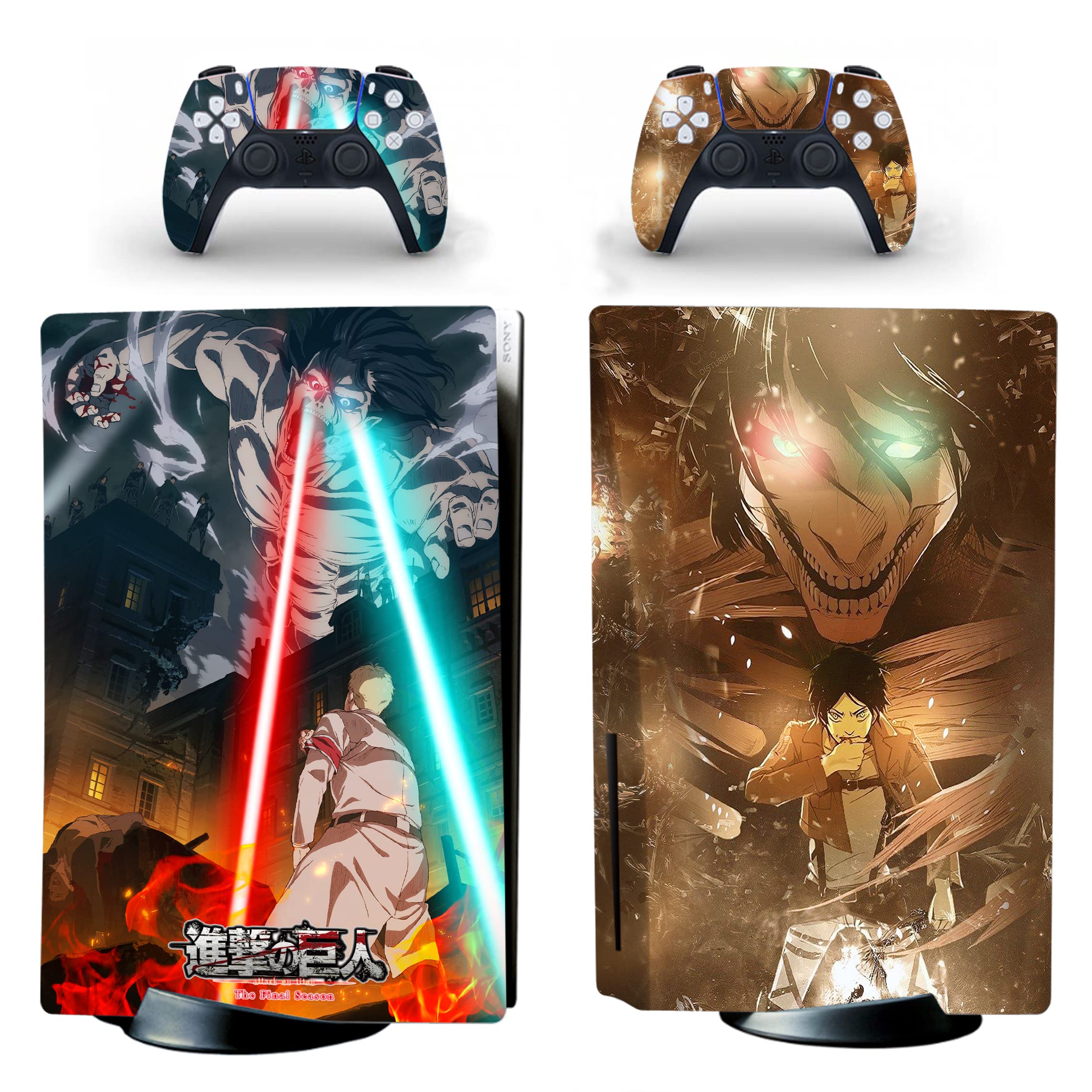 Vanknight Skin Vinyl Sticker Decals Wrap Compatible with PS5 Disc Console Controllers Anime AOT