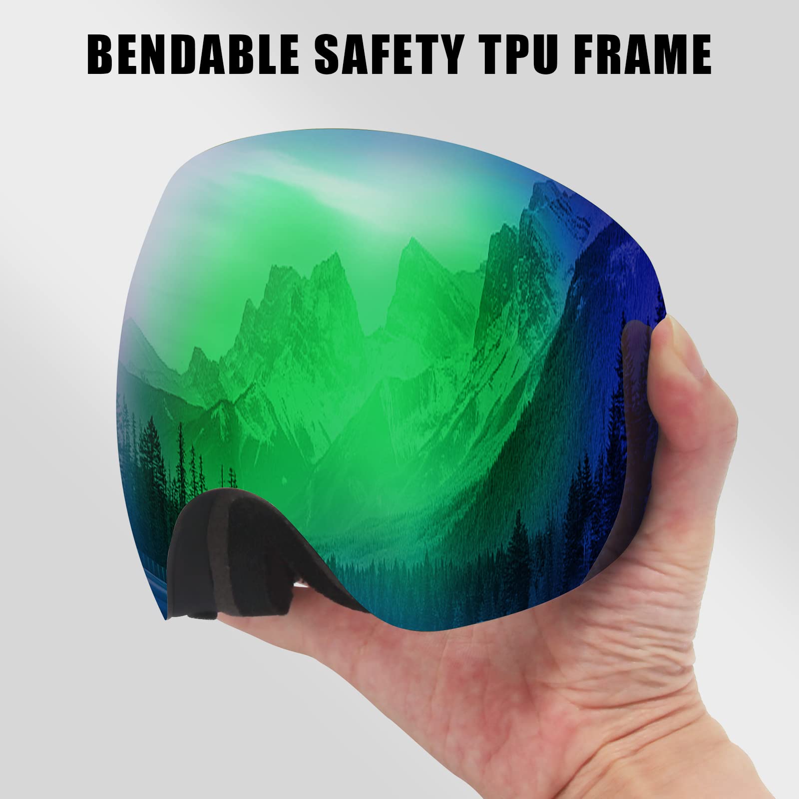 SKYWAY Ski Goggles,OTG Snow Snowboard Goggles for Men Women Snowmobile Skiing Skating SS6002 (Black Frame/Orange Lens)