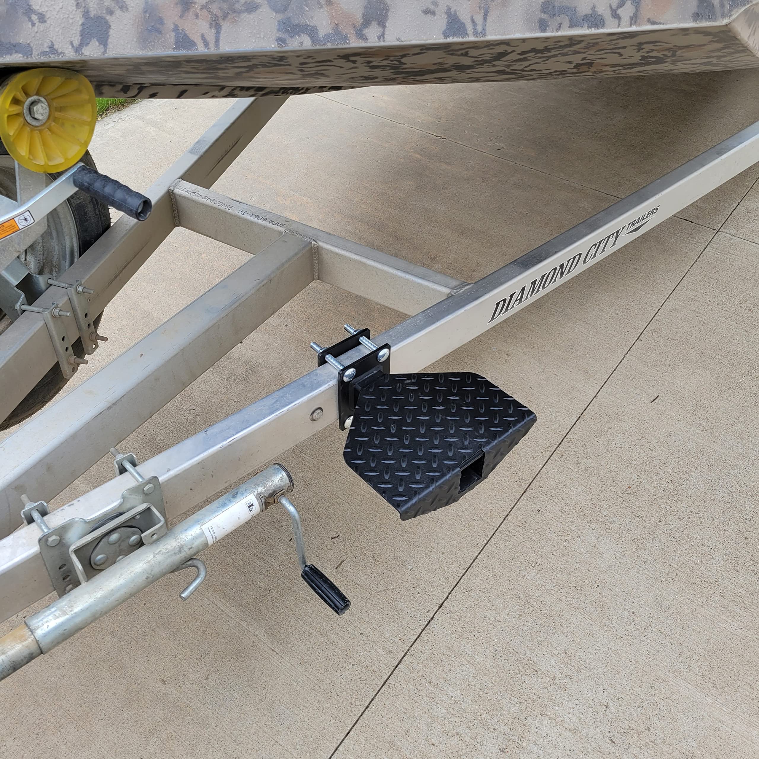 Premium U.S.A. Steel Boat Trailer Step - F&F Steel Design - Fits 2" x 4" Trailer Frames β Professional Powder Coated Boat Trailer Step β Textured Black β Boat Accessibility Step