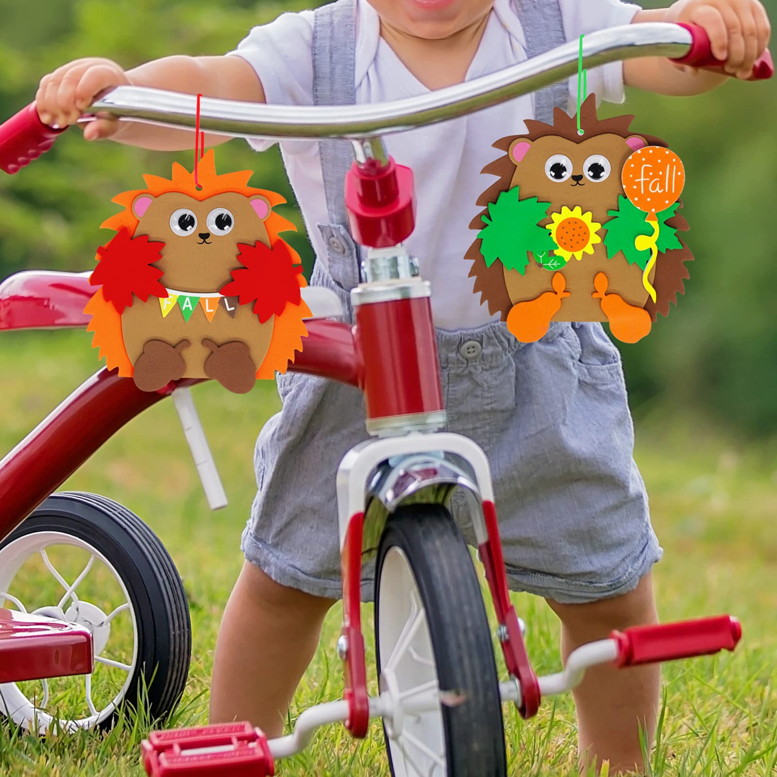 Winlyn 24 Sets Fall Crafts Kits DIY Fall Hedgehog Ornaments Decorations Art Sets Autumn Leaf Pumpkin Foam Stickers Arts and Crafts Googly Eyes for Kids Thanksgiving Halloween Home Classroom Activities