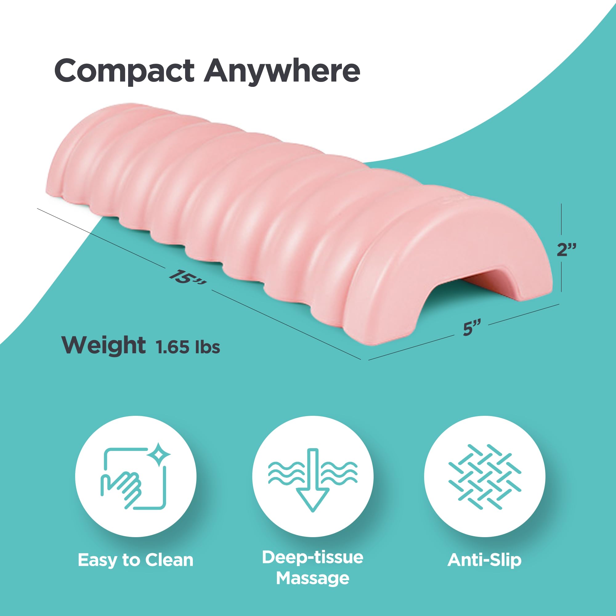 SNPE Wave Massage Roller for Deep Tissue Release | Trigger Point Massage & Pain Relief for Neck, Shoulder, Lower Back | Firm Plastic Made | Self Physical Therapy Exercise & Posture Improvement (Pink)
