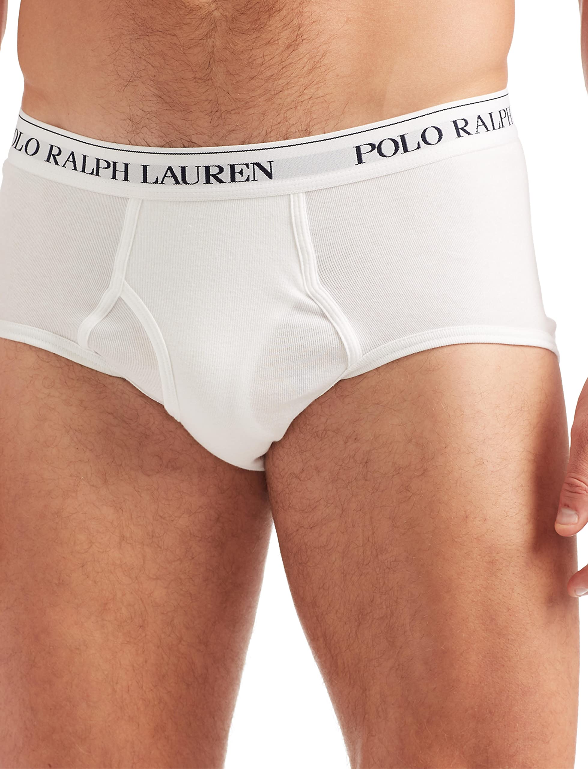 POLO RALPH LAUREN Mens Classic Fit Cotton 4-pack Briefs, White/Cruise Navy, Medium US