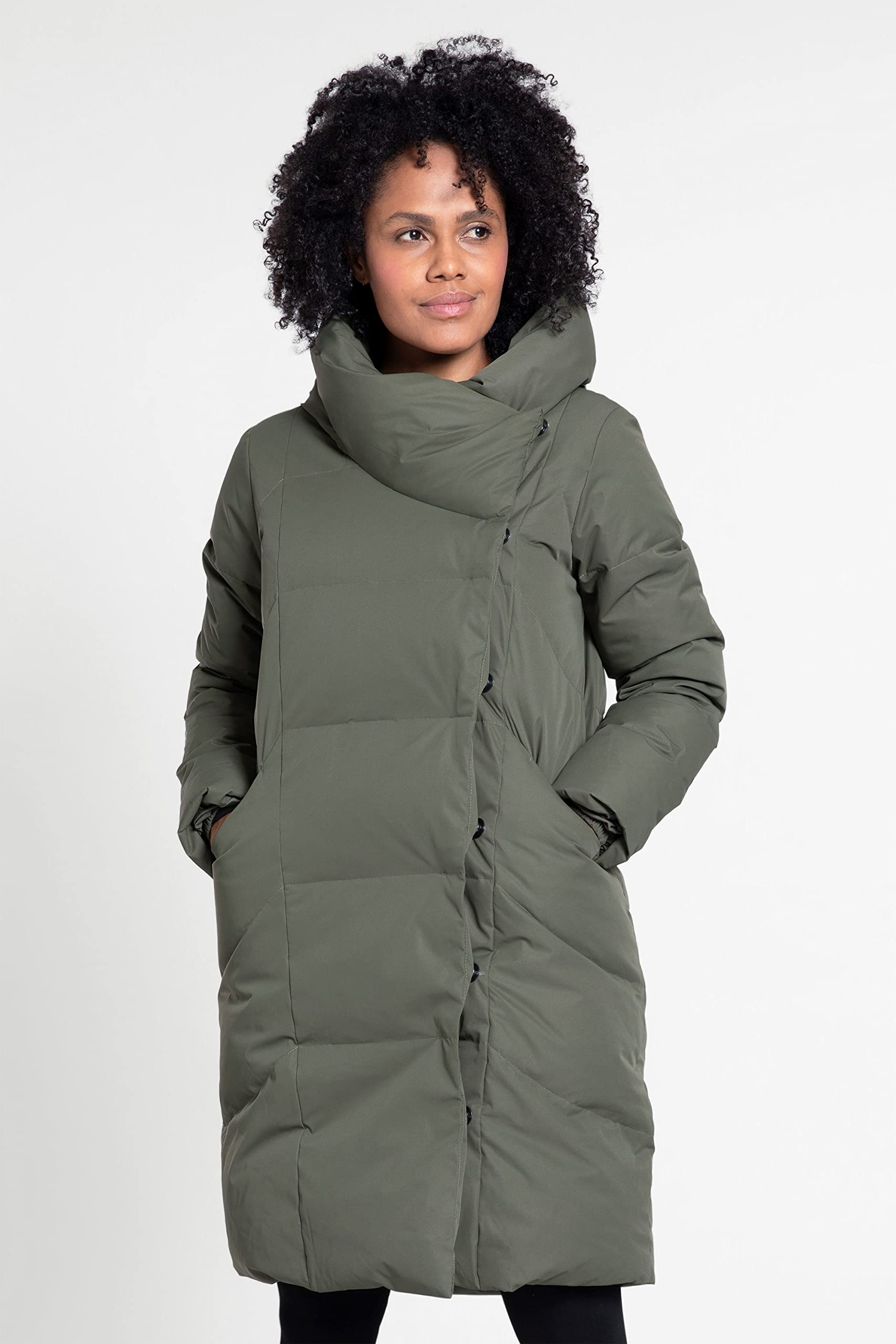 Mountain Warehouse Cosy Wrap Womens Down Padded Jacket - Water Resistant Ladies Winter Coat, Down Fill Power 600, Warm Puffer Jacket -for Winter Travelling & Daily Use Khaki 12