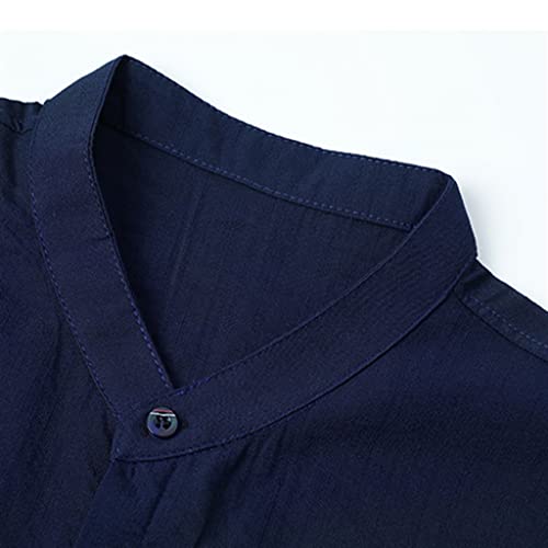 ZLDGYG Summer Short-Sleeved Shirt Middle-Aged and Elderly Casual Top Shirt Stand-up Collar Shirt (Color : D, Size : M Code)