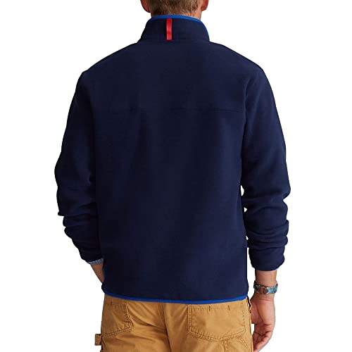 Polo Ralph Lauren Mens Mack Fleece Pullover Jacket (Medium, Blue)