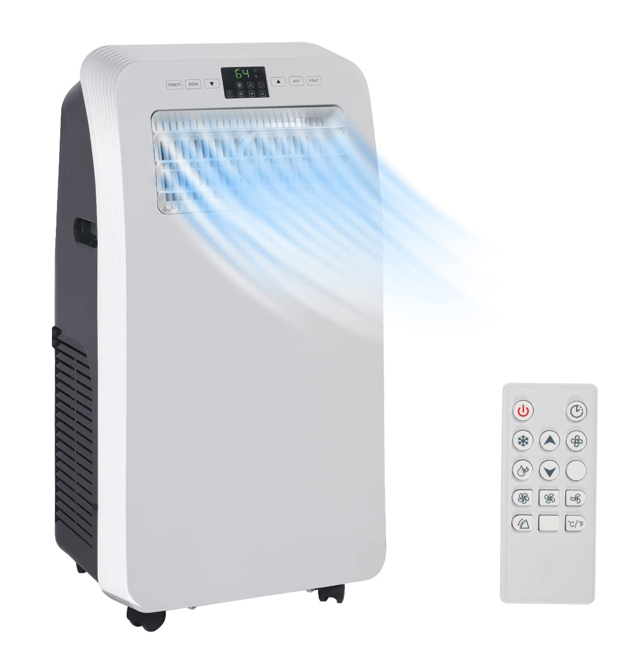 Rotihom 12000BTU Portable Air Conditioner, Home AC Unit with Remote Control, 3-in-1 Portable AC Unit with Quiet Operation, Dehumidifier Function, Built-in Fan Modes, Cooling