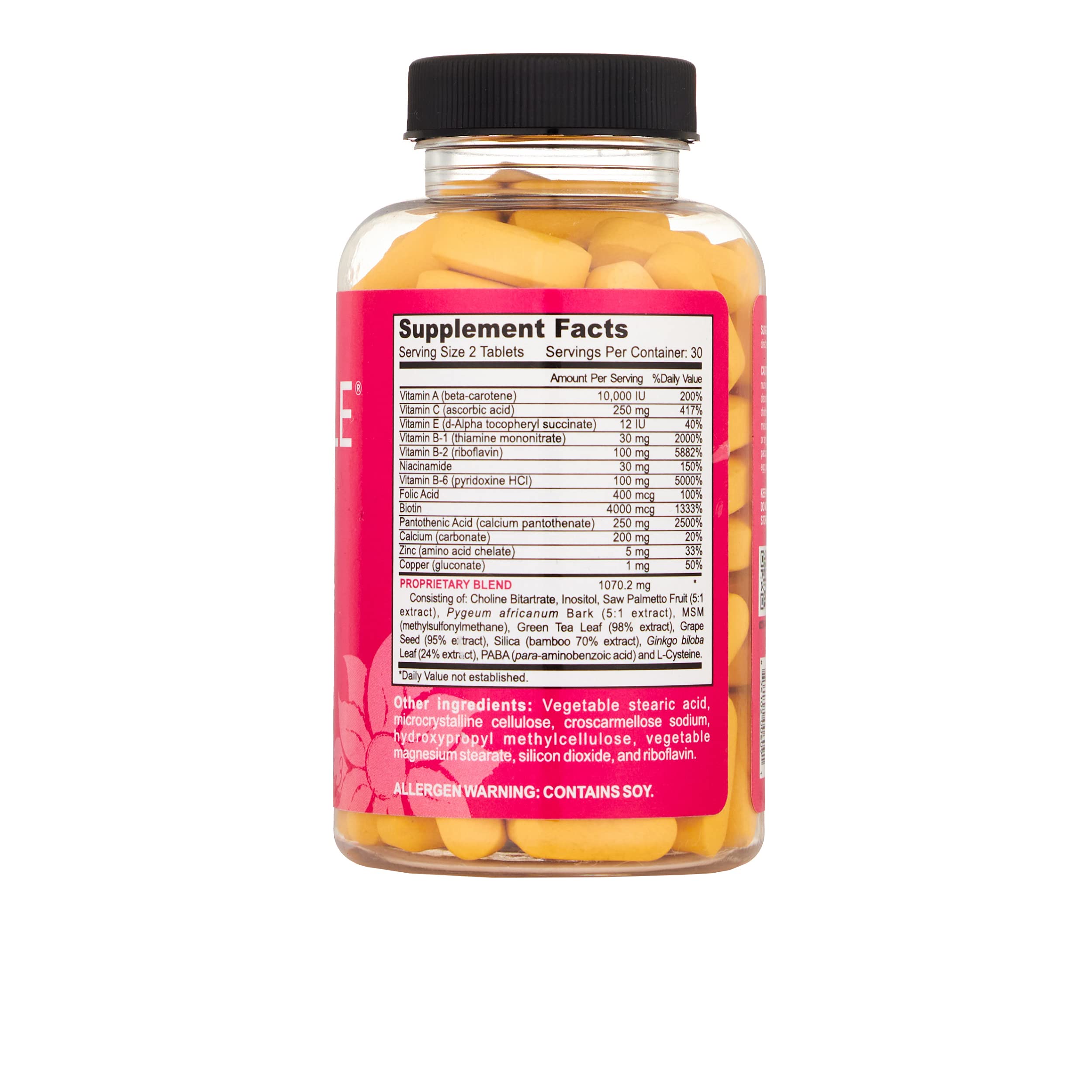Miele Organics Adult Healthy Hair Formula Vitamins with Biotin,Capsule,Tablet, 60 Count