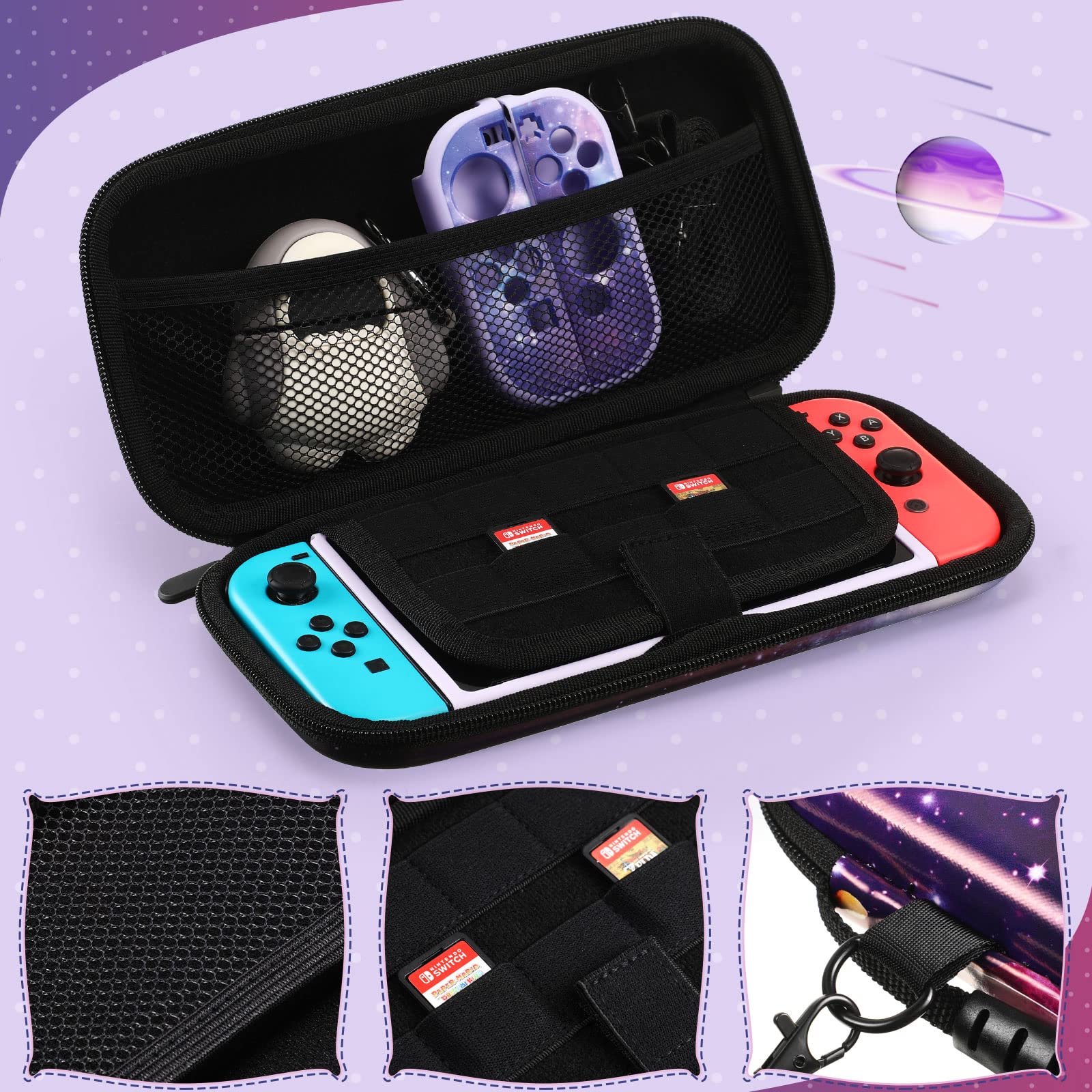 Weewooday Carrying Case Compatible with Nintendo Switch NS, Hard Case Protective Cover Travel Bag with 12 Card Slots Compatible with Switch Console and Accessories