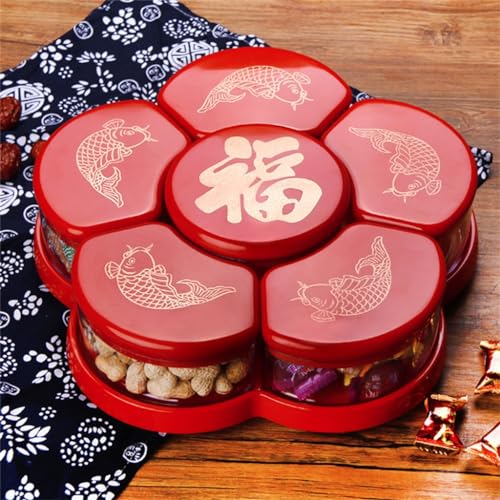 MICSO Dried Fruit Box Creative Candy Home Nut Dried Tray Grid Wedding Living Room Revolving