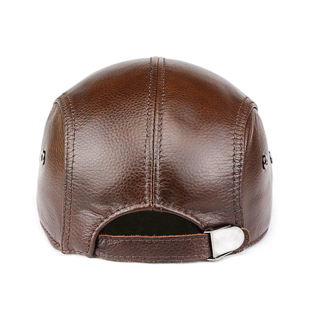 Ogvpe Men's Adjustable Leather Hat Fashion Spring Newsboy Cap Hat Leather Ivy Cap Beret Hat Flat CapGift for Dad Boyfriend Brown