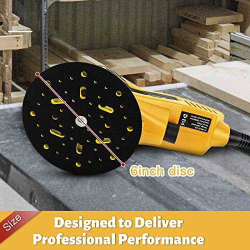 Wood Sander,Electric Random Orbital Sander,Brushless Motor 6"" Disc Size 350W 10000 RPM Polisher Sanding Variable Speed Tool for Woodworking, Polishing, Carpentry