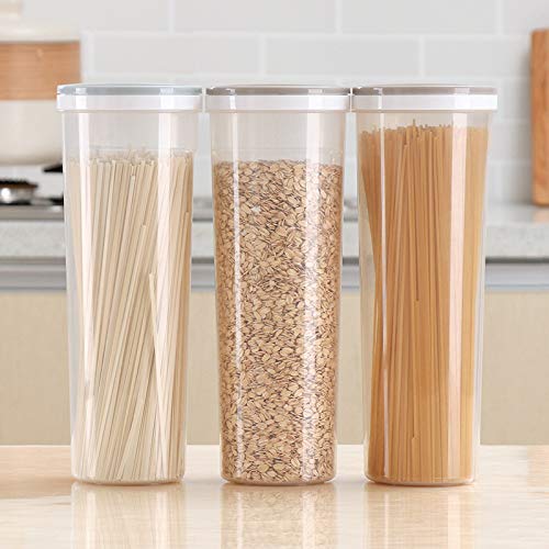 Vepoty Spaghetti Storage Jars, Airtight Food Storage Containers with Lids for Canning Cereal Pasta Noodles Flour