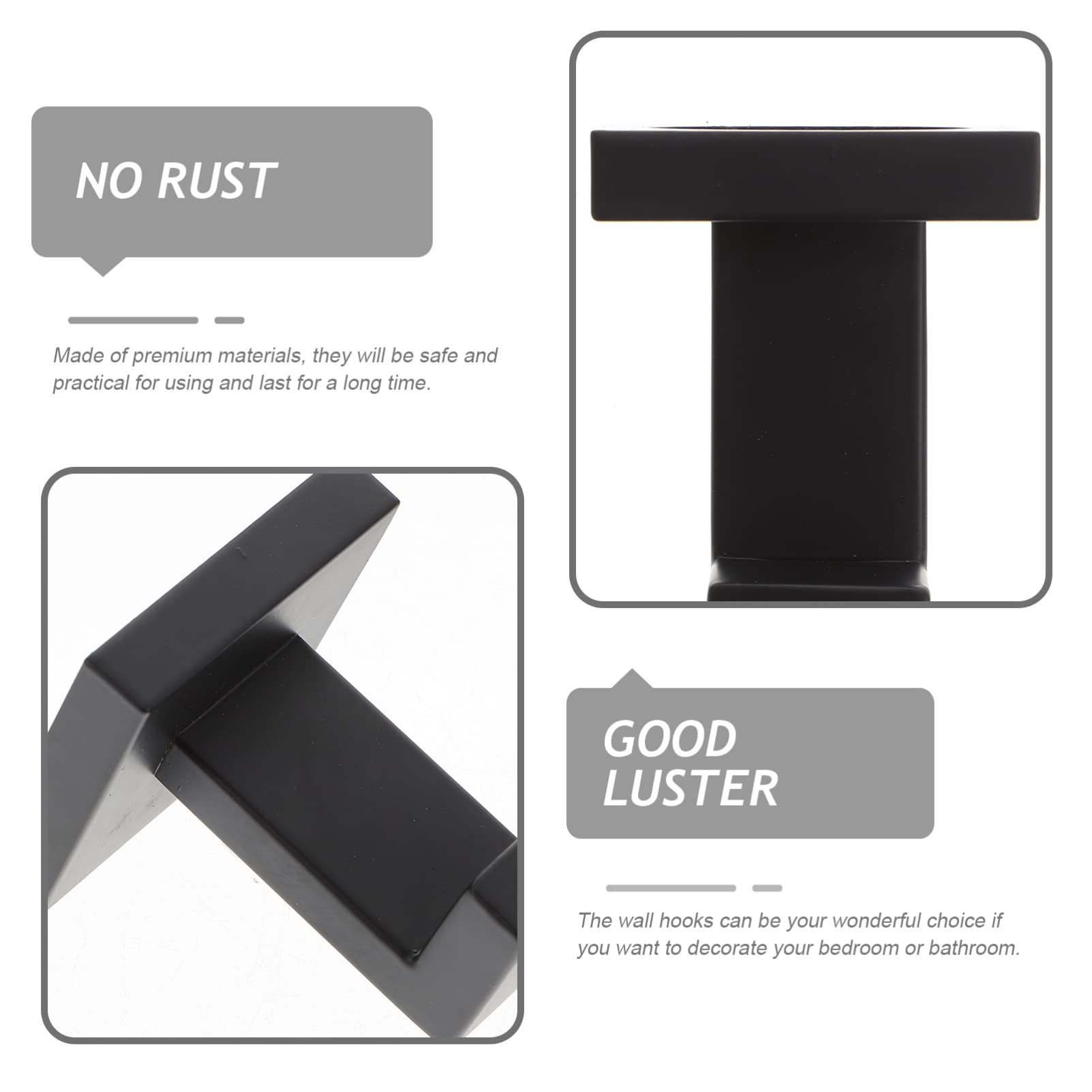 VILLCASE 3pcs Stainless Steel Clothes Hook Wall Coat Hanger Matte Black Robe Hook Clothes Hooks Towel Hooks for Bathrooms Coat Rack Heavy Duty Metal Hangers Key Rack Corner Key Chain