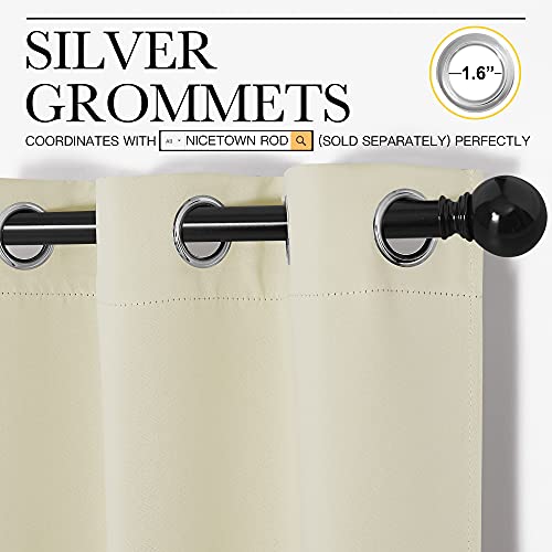 NICETOWN Long Curtains for Windows, Eyelet Top Room Darkening Panels/Drapes for Living Room (Beige, 2 Panels, W42 x L84 inches)