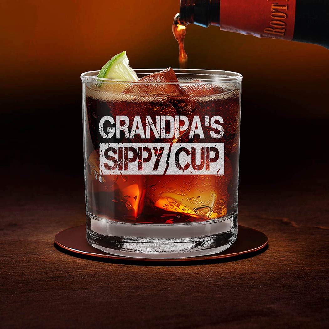shop4ever Grandpa's Sippy Cup Engraved Whiskey Glass Promoted To Grandpa New Grandpa
