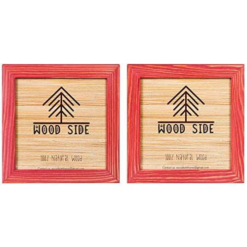 Rustic Wooden Square Picture Frame 12x12 - Natural Eco Distressed Wood Wall Mounting Photo Frame - Red
