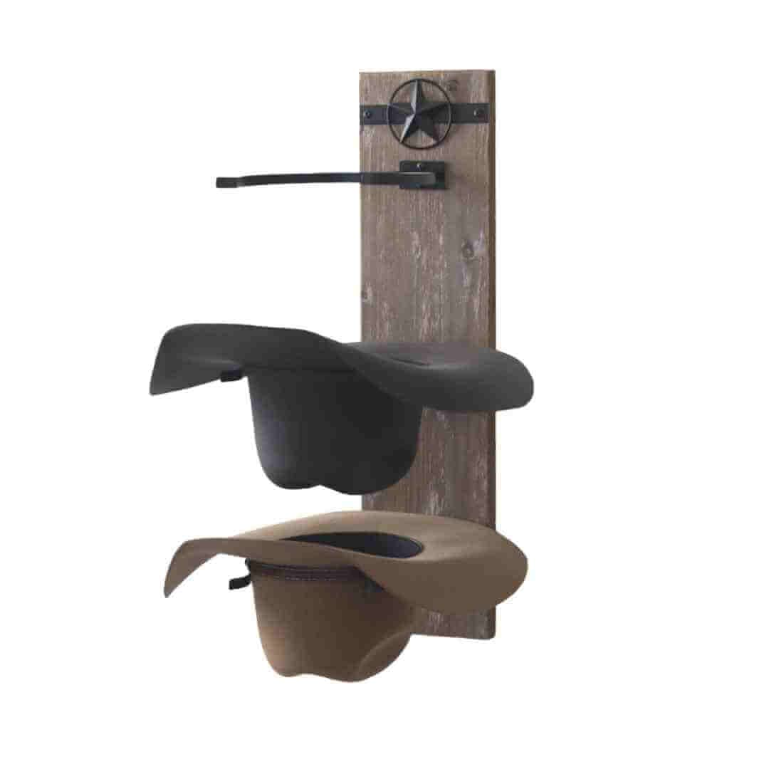 Ryker Ranch cowboy hat rack for wall | western hat rack for cowboy hats | rustic wood and metal cowboy hat hanger for wall | cowboy hat holder