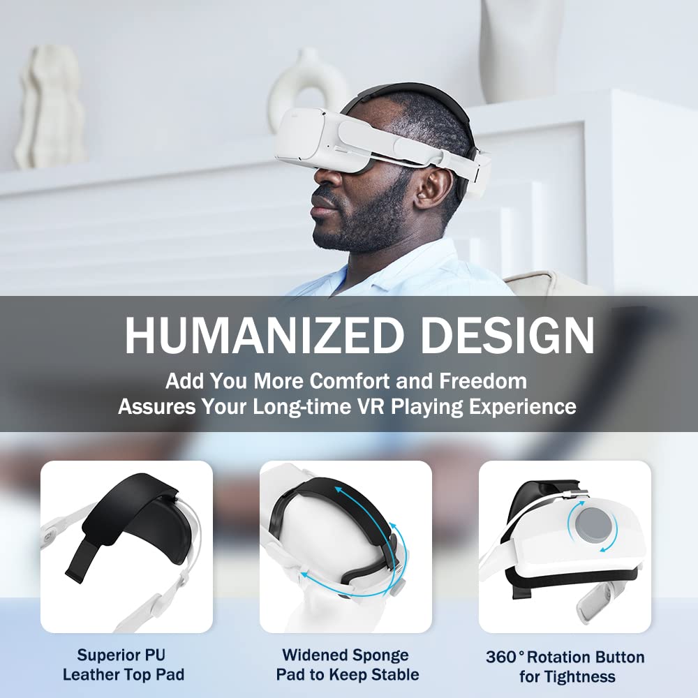 Vimetapro Battery Head Strap 5600mAh Compatible with Quest 2, Lightweight Adjustable Elite Strap Replacement for Enhanced Comfort and Playtime, VR Accessories for Meta Quest 2