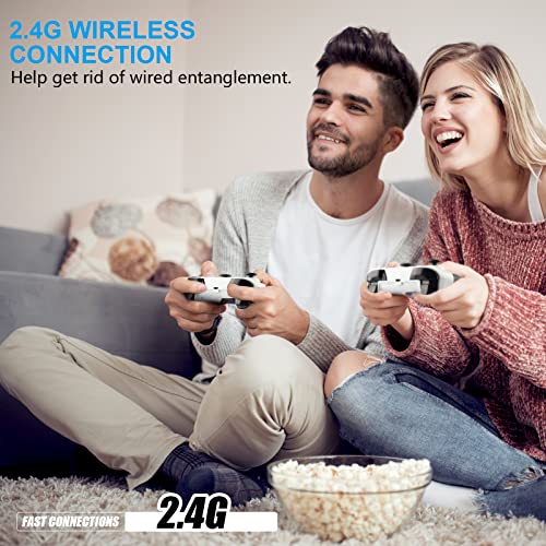 PomisGam Wireless Controller Compatible with Xbox One - 2.4GHz Game Controller Built-in Dual Vibration Gamepad Compatible with Xbox One/One S/One X/One Series X/S/Elite/PC Windows 7/8/10 (White)