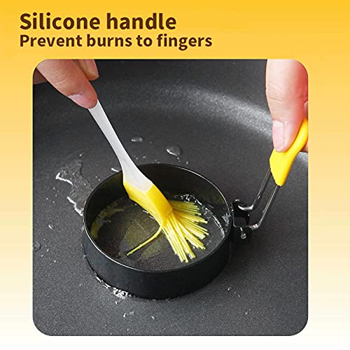 UPJAYEEK Non Stick Egg Rings for Frying Eggs and Omelet, Heightened Stainless Steel Fried Egg Shaping Maker Mold, for Pancake Breakfast Sandwiches, Egg Mcmuffin Ring - 2 Pack (Oil Brush Included)
