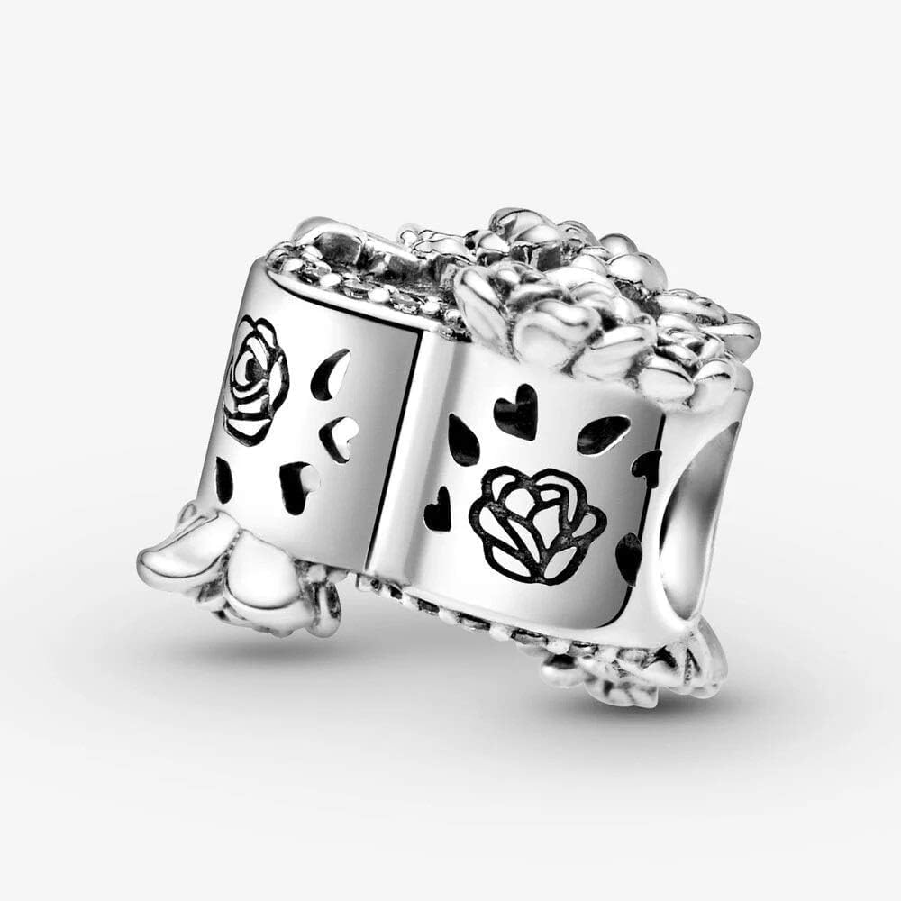 Pandora Open Heart & Rose Flowers Charm