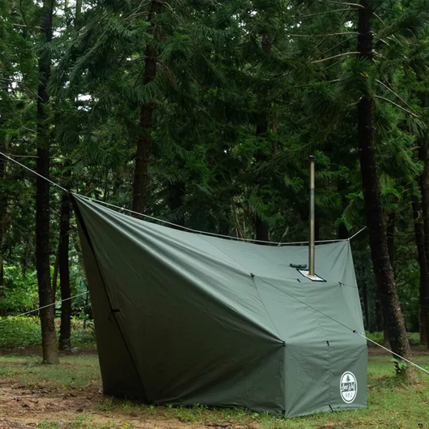 POMOLY Hammock Hot Tent Shelter Tarp with Stove Jack for Camping丨Green