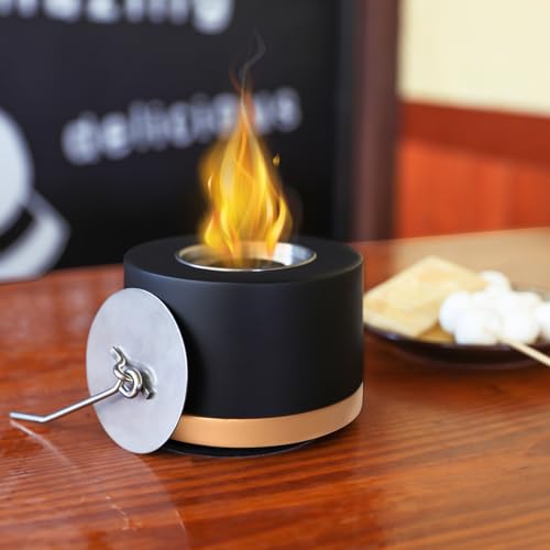 MCleanPin Tabletop Fire Pit,Smokeless Firepit,Smores Firepit Table Top,Mini Fireplace, Indoor Outdoor Patio Decor, Portable Campfire,Small Table Top Firepit Bowl, Table Top Decor,Fall Gifts (Black)