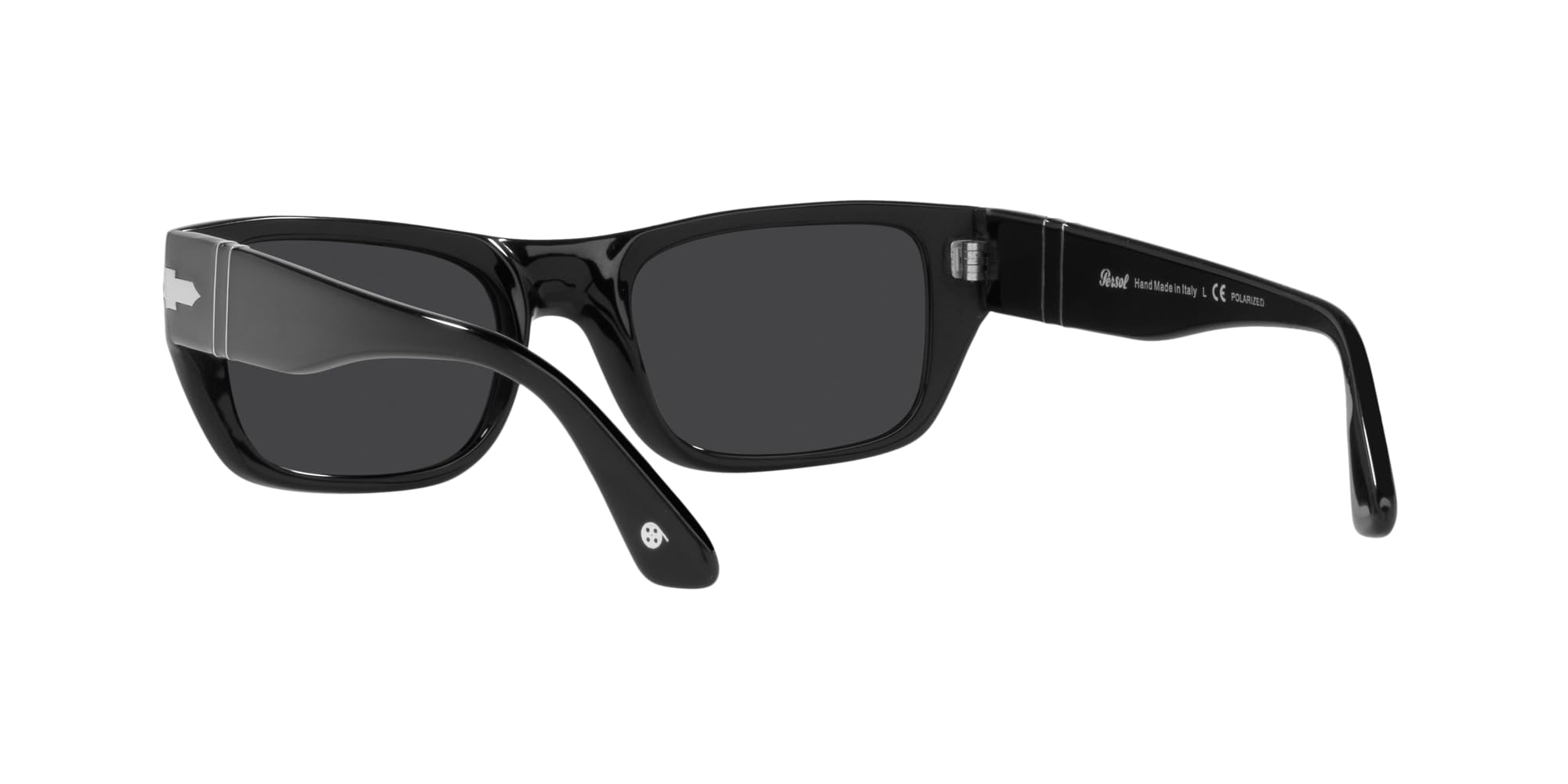 Persol PO3268S Rectangular Sunglasses, Black/Green Polarized, 53 mm