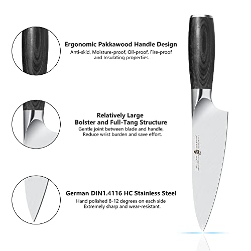 TUO 6 inch Chef Knife, Kitchen Knife Gyuto chef Knife, German High-Carbon Stainless Steel, Comfortable Pakkawood Handle, Full Tang with Gift Box, Goshawk Series