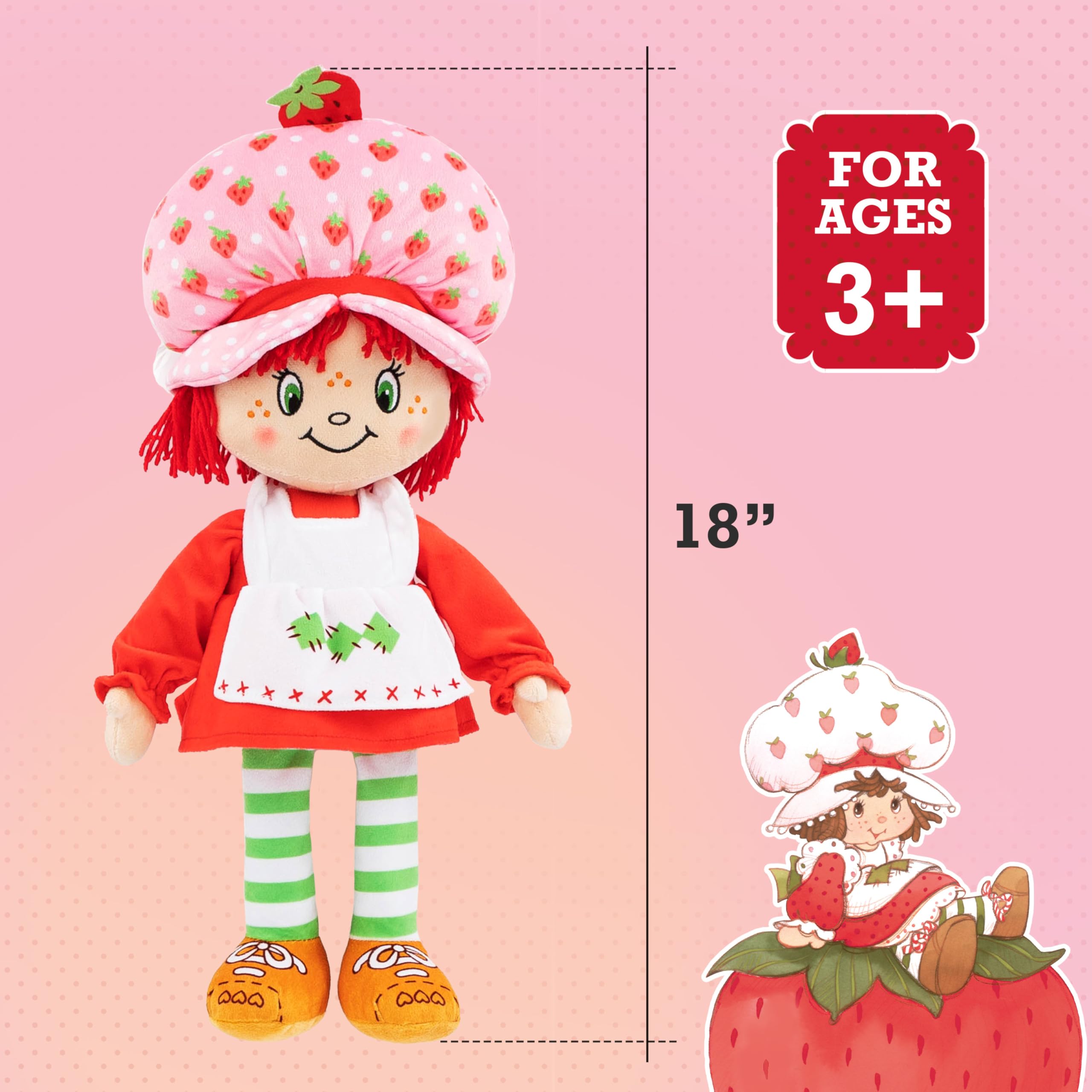 Strawberry Shortcake Plush Pillow Buddy - Super Soft Stuffed Character Pillow - Polyester Microfiber, 18 Inches