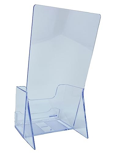 YOUNI (2 Pack) 4" Wide Tri-Fold Booklet Brochure with Business Card Holder - Clear Acrylic Counter-top Organizer