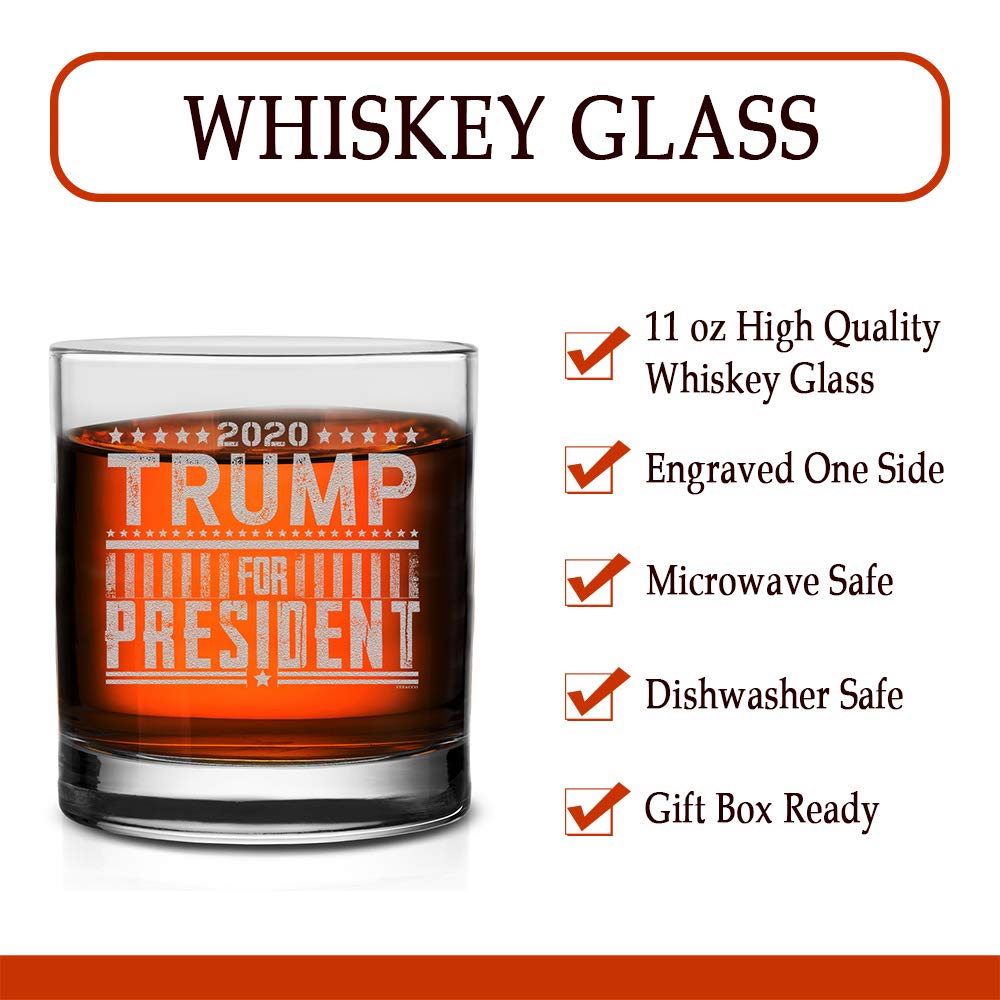 Veracco Trump For President Whiskey Glass (Clear, Glass)