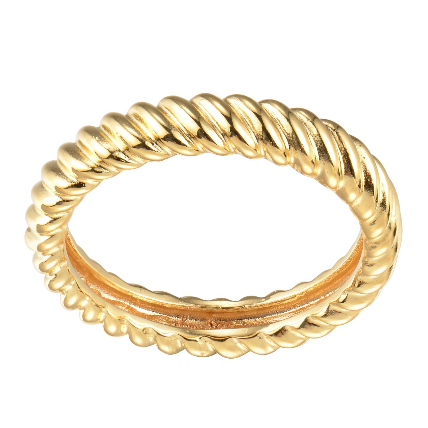 Maxwell & Piper 18K Yellow Gold Plated .925 Sterling Silver Sleek Twisted Rope Ring, Size 6