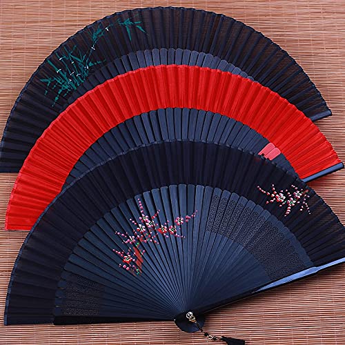 RTUGOVT Folding Fan Folding Fan Chinese Women's Ancient Classical Wind Fan Fan Hanfu with Manual Small Silk Dance Japanese Folding Fan Tai Chi Folding Fan (Color : Light Green)
