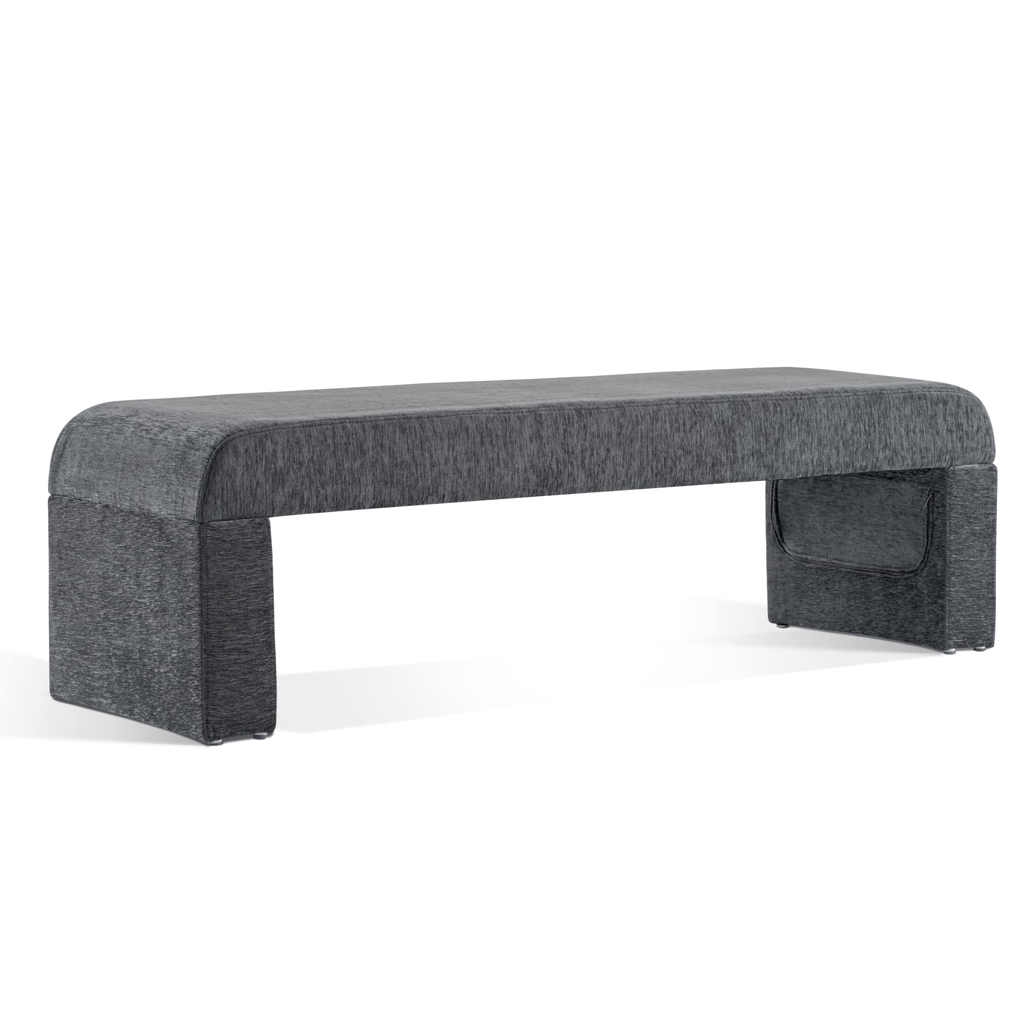 MCombo Ottoman Bench, Chenille Fabric Upholstered Footrest Stools, End of Bed Bench for Bedroom Living Room W439 (Yellow)
