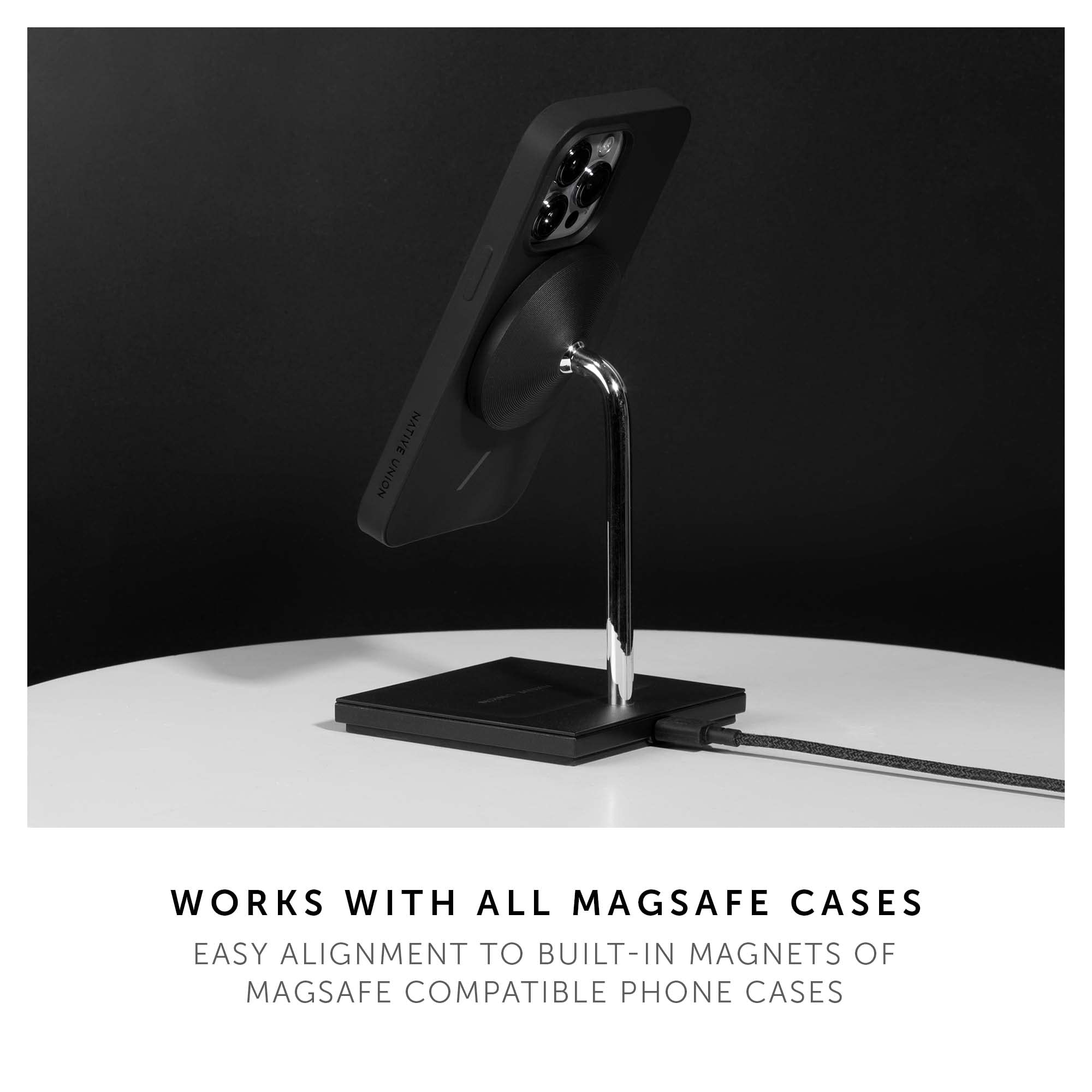 Native Union Snap 2-in-1 Magnetic Wireless Charger β Charging Stand for iPhone 15, 15 Plus, 15 Pro, 15 Pro Max with Wireless Pad for AirPods Gen 3, Pro 2 β Adjustable Angle & Discreet LED Indicators