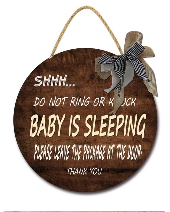 Weytff Baby Sleeping Sign For Front Door Baby Sleeping Sign For Bedroom Door Baby Sleeping Sign For Doorbell Baby Is Sleeping Door Hanger No Stranger Hanging Sign Go Away Farmhouse Porch Decor 12"