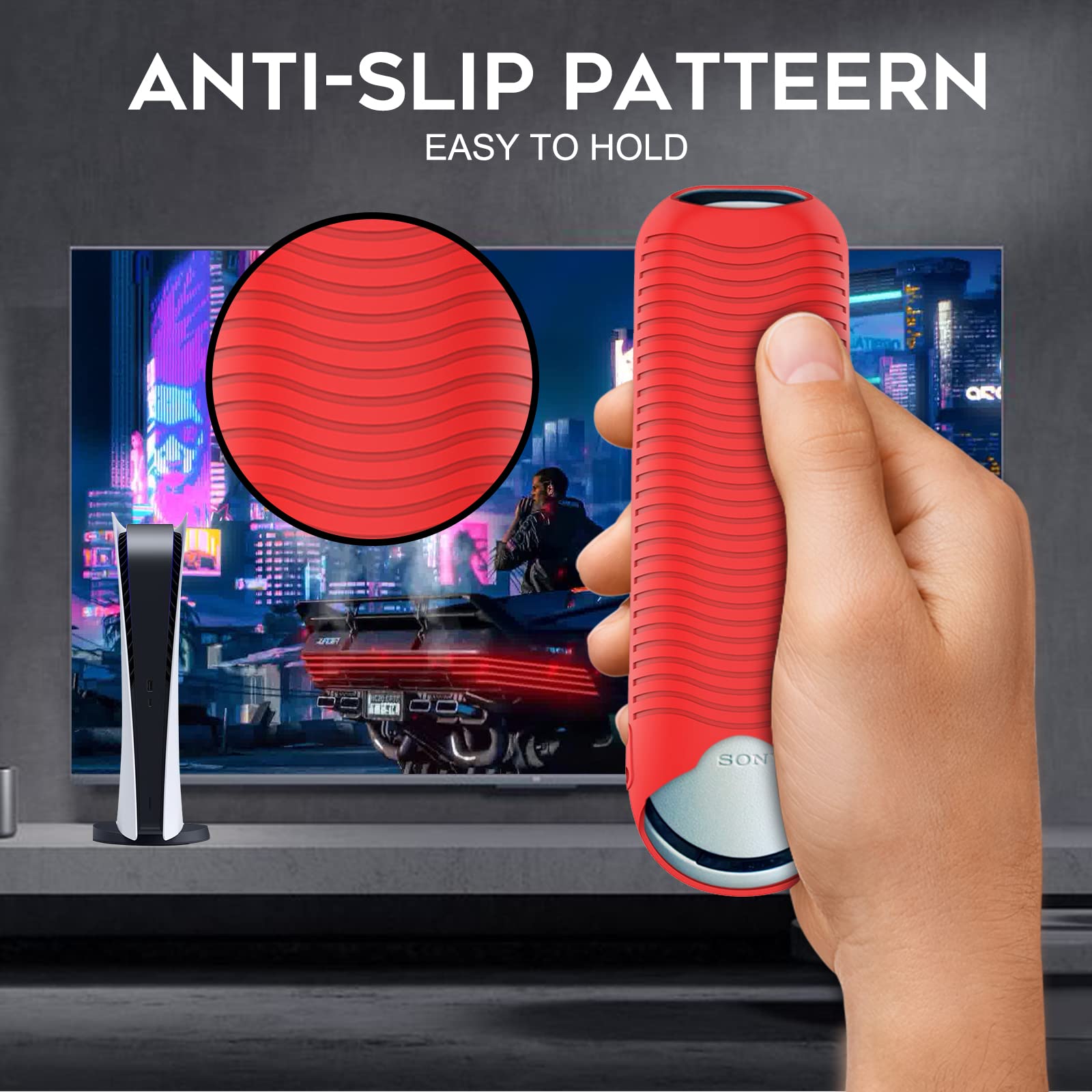 Seltureone Compatible for PlayStation 5 Media Remote Cover, Overall Full Body Silicone Protective Case Sleeve for PS5 Remote Control, Shock Absorption Washable, Red