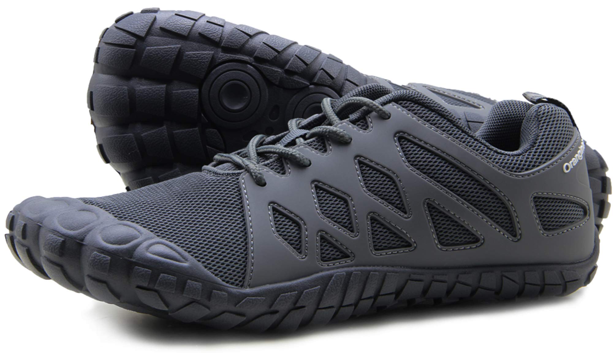 Oranginer Men's Walking Zero-Drop Minimalist Shoes Flexible Barefoot Running Shoes Indoor Cross Training Shoes Slip-on Tennis Shoes Gray Size 11