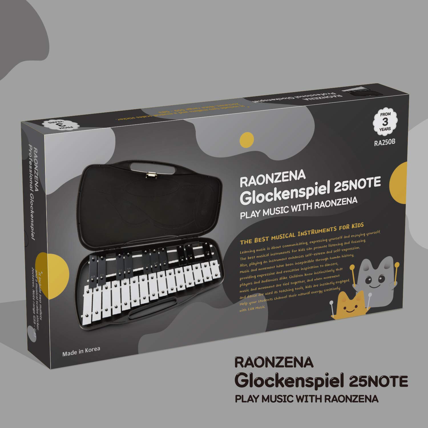 RAONZENA Professional Xylophone 25note, Glockenspiel,Xylophone for kids,Xylophone for gift,Glockenspiel that learns the basics of music (25note silver)