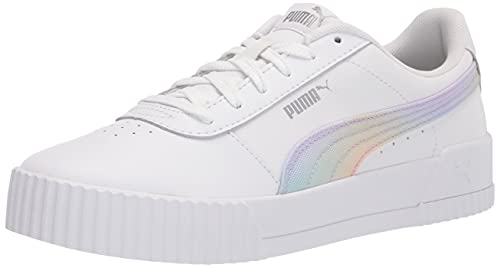 Puma Women's Carina Sneaker, L Prismatic White-Silver, 8