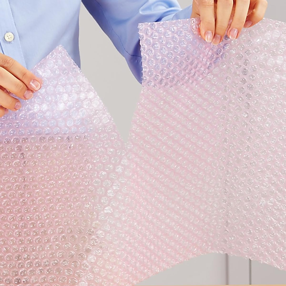 Mighty Gadget 100 ft Anti-static Small Bubble Perforated Every 12β Cushioning Wrap for Moving & Shipping Bubble Packing Wrap for Extra Protection Clear Bubble Roll Moving Supplies (Pink)