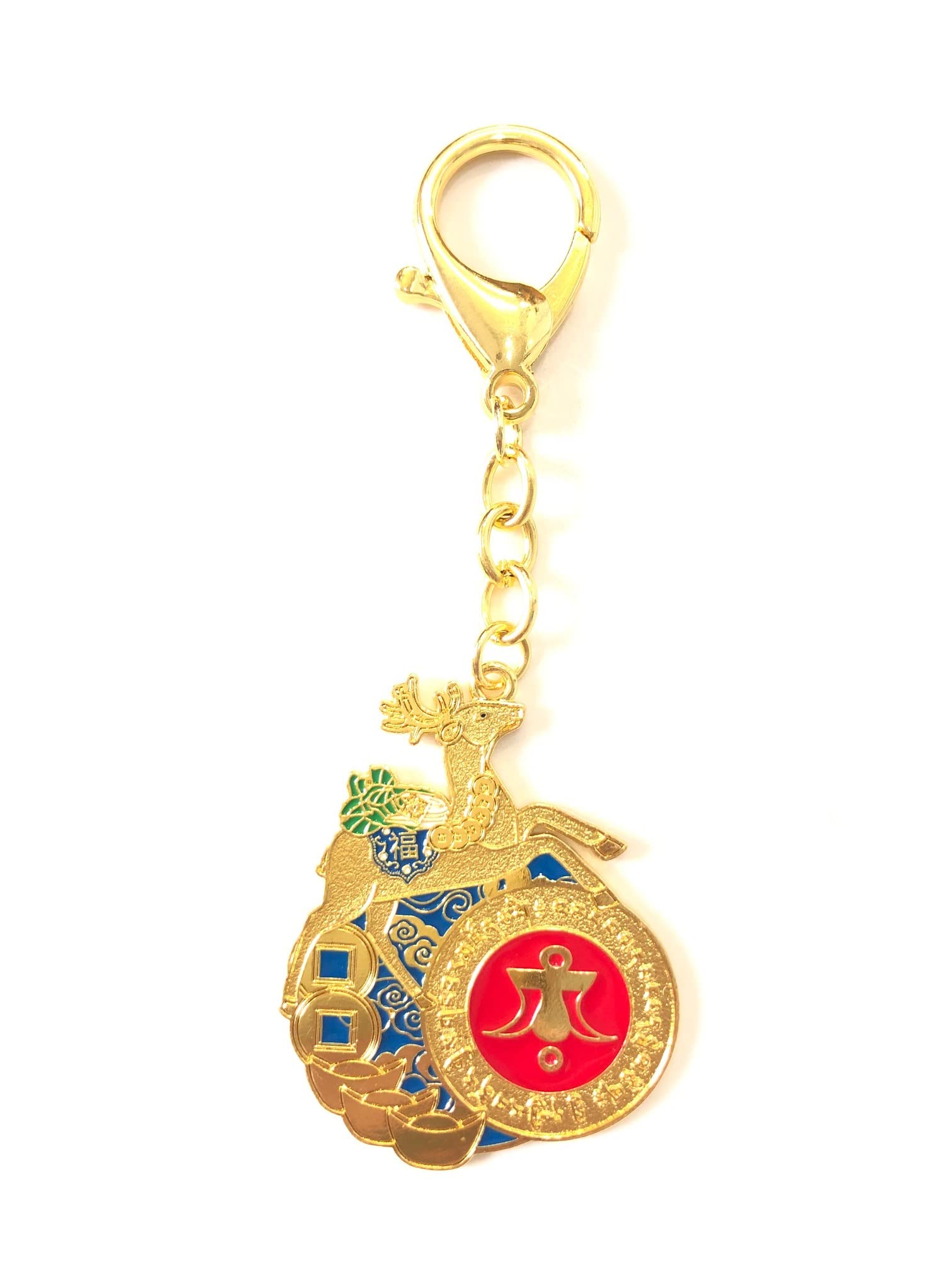 Qudasar PDTXCLS Shui 100 Blessings Energetic Deer Amulet Keychain Talisman