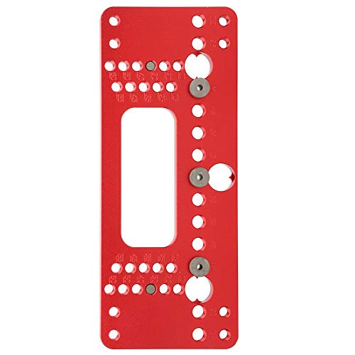 MISNODE Woodworking Hole Positioner Aluminum Alloy Handle Hole Jig Locator Hole Opener Drill Guide Hole Punch Locator Kit Guide Carpentry Tools(Red)