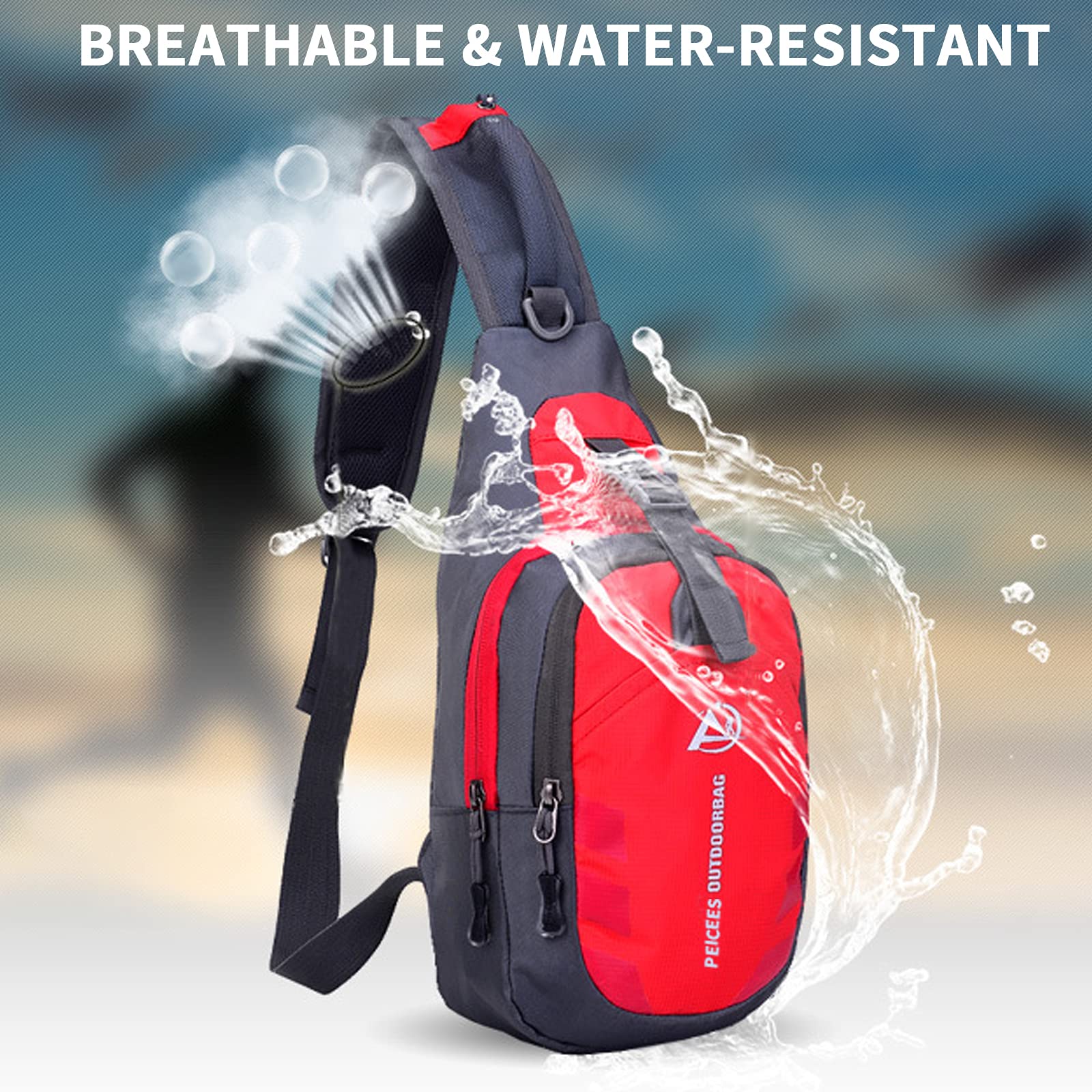 Peicees Waterproof Small Sling Bag for Men Women Crossbody Mini Chest Pack one shoulder backpack For Sport Outdoor Hiking