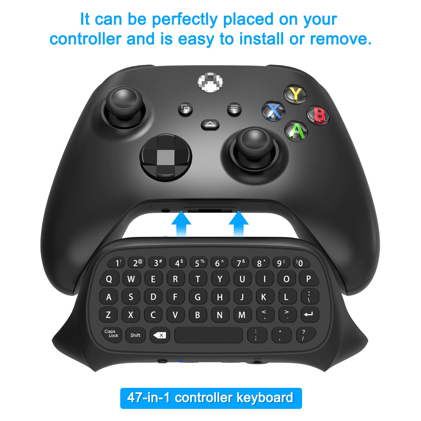 Wireless Keyboard for Xbox One/S, for Xbox Series X/S Controller, Mini Chatpad Message Controller Keyboard Built-in Speaker with 2.4G Receiver & 3.5mm Audio Jack for Xbox Series X/S/One/S (Black)