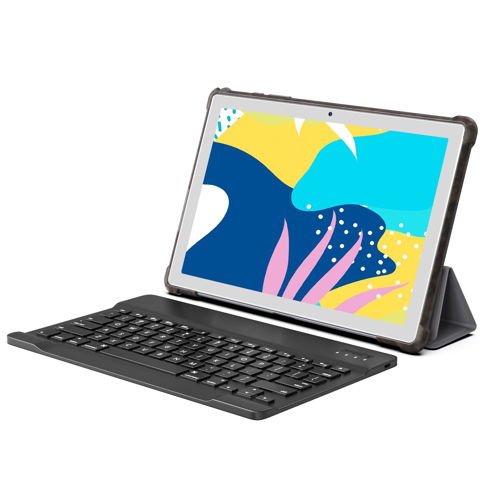 YUMKEM Tablet 10.1 inch, 4GB RAM, 64GB ROM, Android Tablet with Bluetooth Keyboard, Android 11 Go, Quad-Core Processor, 5000mAh Battery, 1280 * 800 HD IPS Display,Metal Housing,Silver