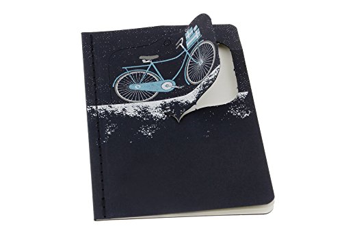 Moleskine Journey Ornament Note Card with Envelope, (3.5" x 5.5") Plain/Blank, Indigo Blue/Snowy Bicycle