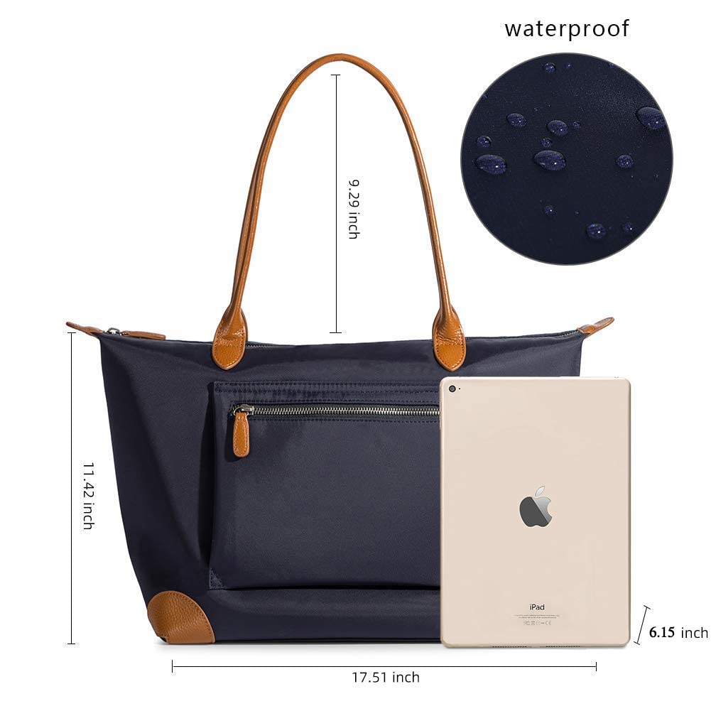 Small Leather Bifold Wallet For Women+Large Lightweight Nylon Tote Bag for Women